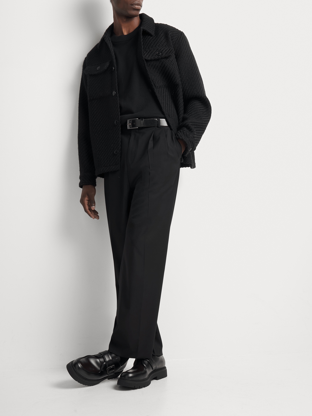 Markham Men's Chunky Black Two Tone Buckle Black Shoe | Bash