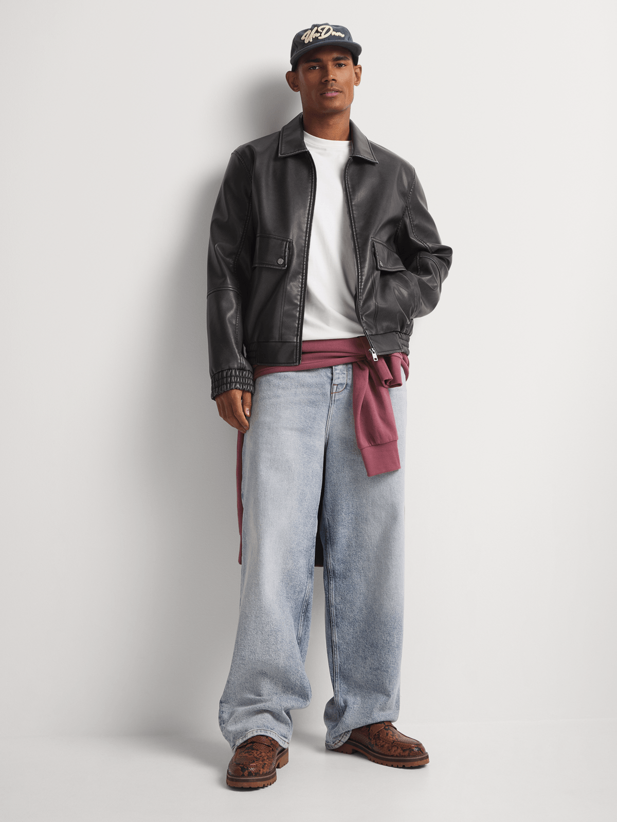 Markham Men's Smart Washed Zipped Charcoal Bomber Jacket | Bash