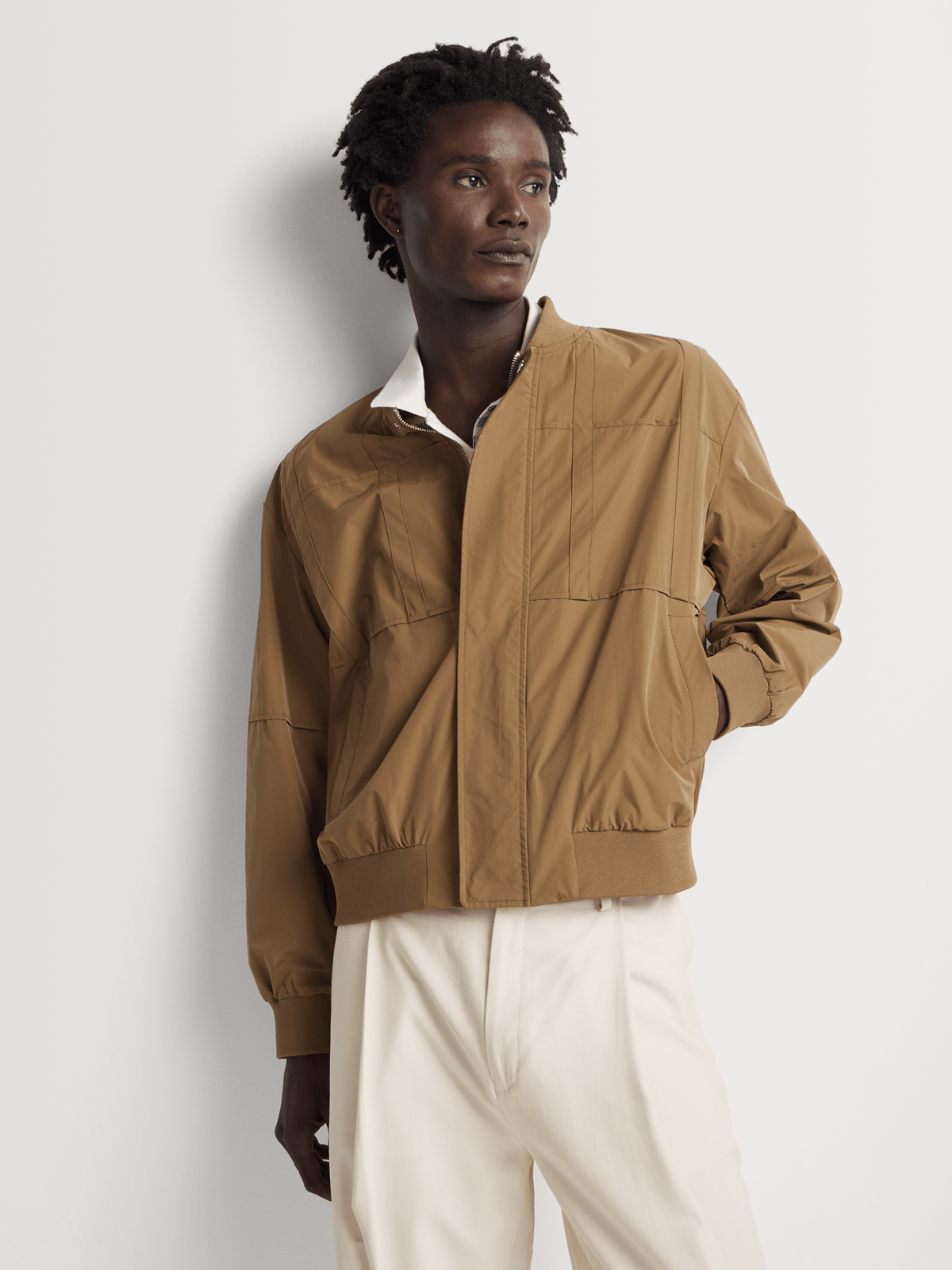 Markham Men's Smart Concealed Placket Camel Bomber Jacket | Bash