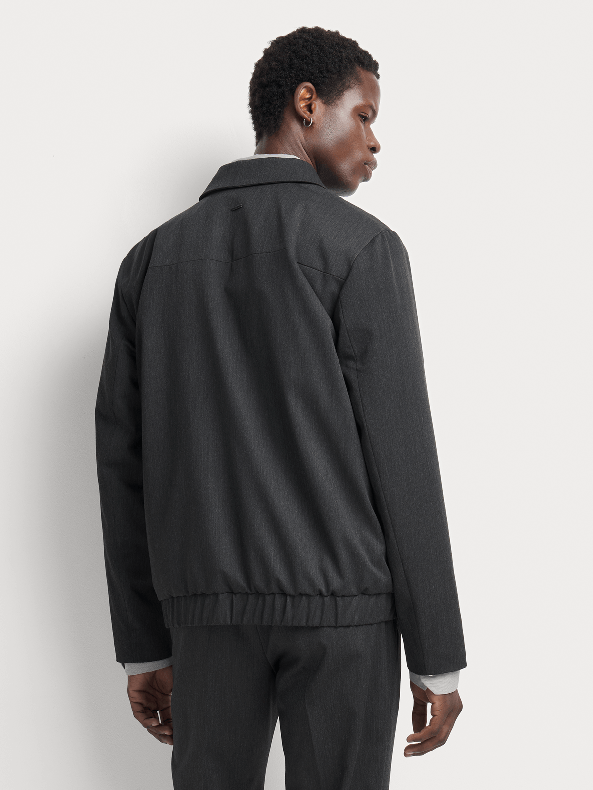 Fabiani Men's Charcoal Wool Blend Harrington Suit Jacket | Bash