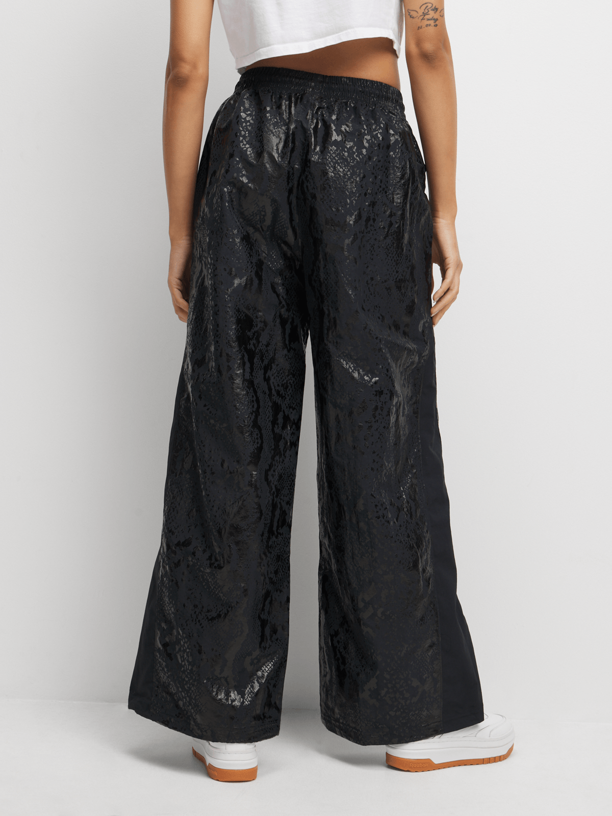 Reebok Women's Basketball Black Wide Leg Track Pants | Bash