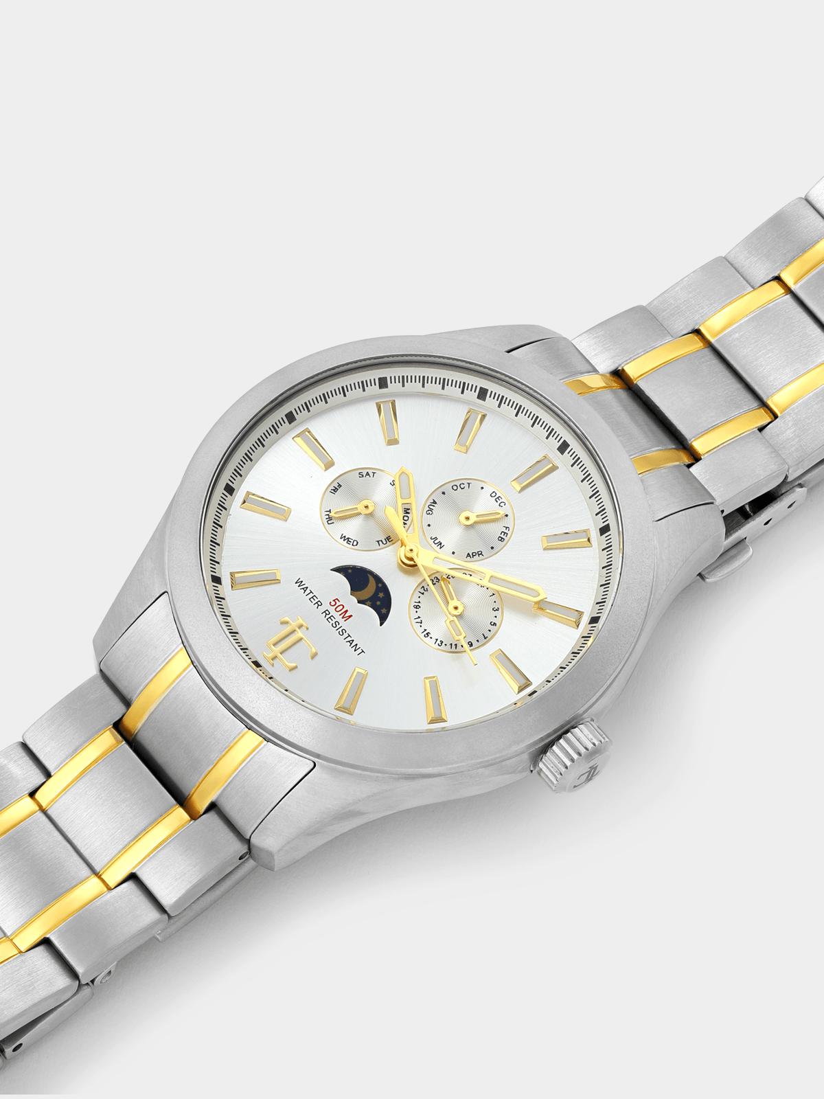 Tempo Legacy Apollo Gold Plated Titanium Silver Tone Dial Bracelet ...