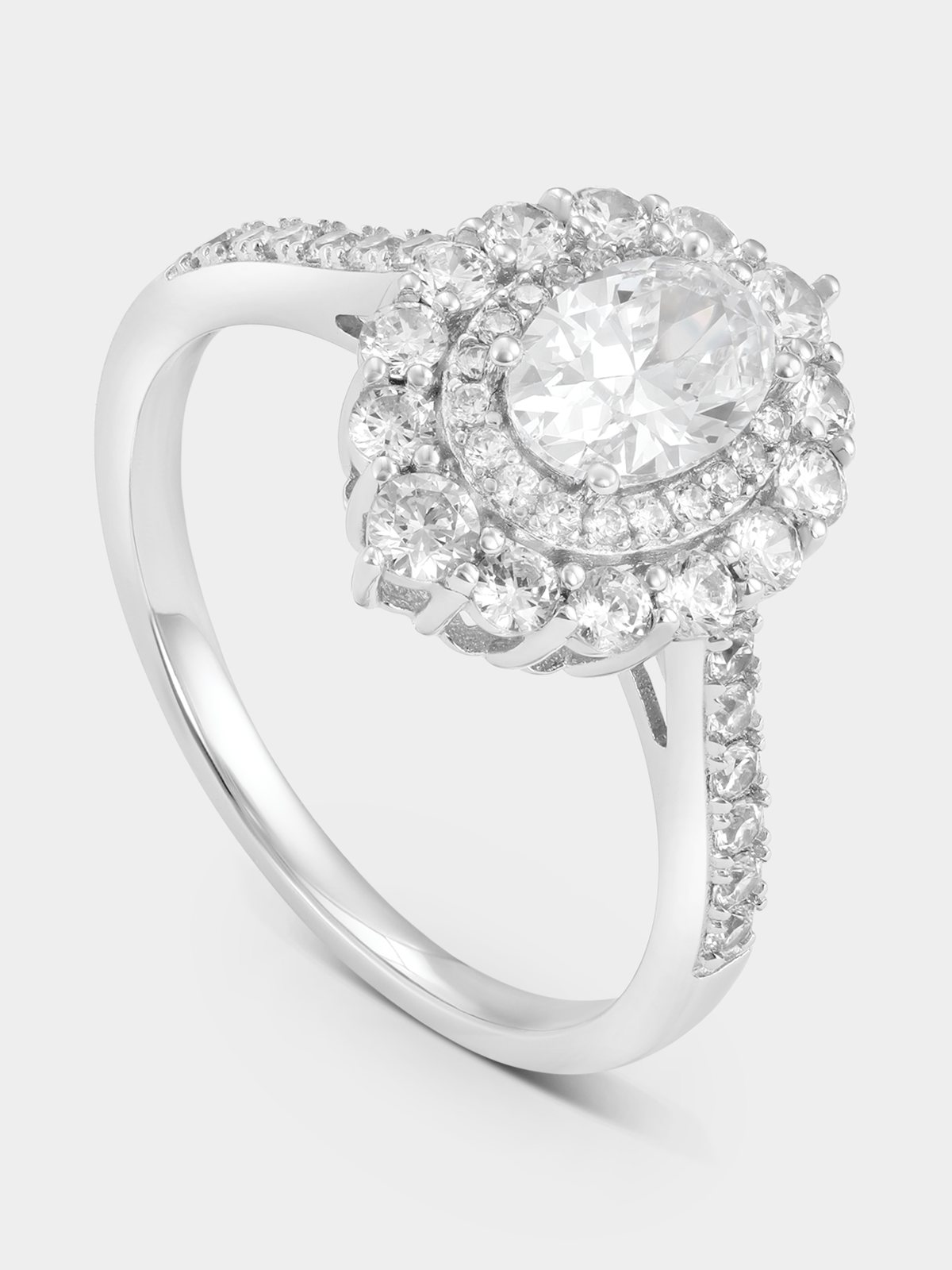Cheté Sterling Silver Cubic Zirconia Oval Double Halo Ring | Bash