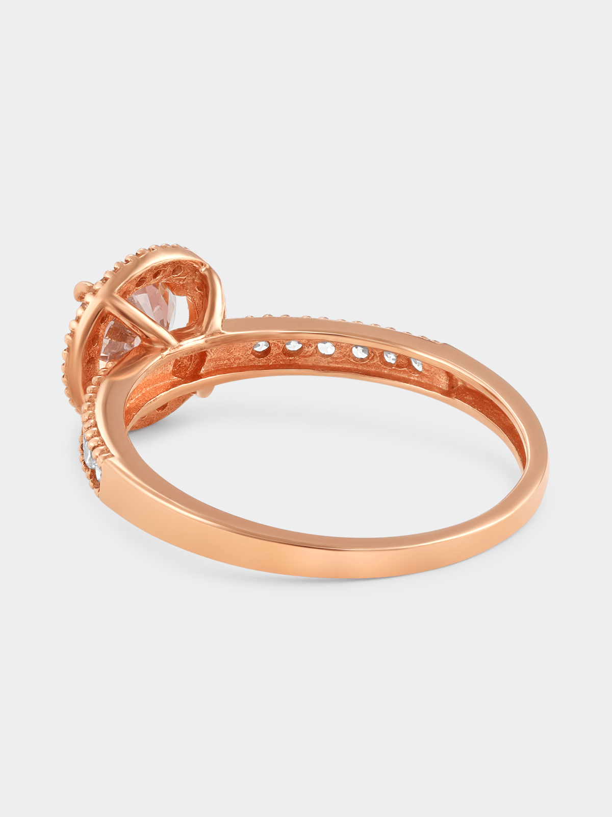 Rose Gold Vintage Pink Cubic Zirconia Halo Ring | Bash