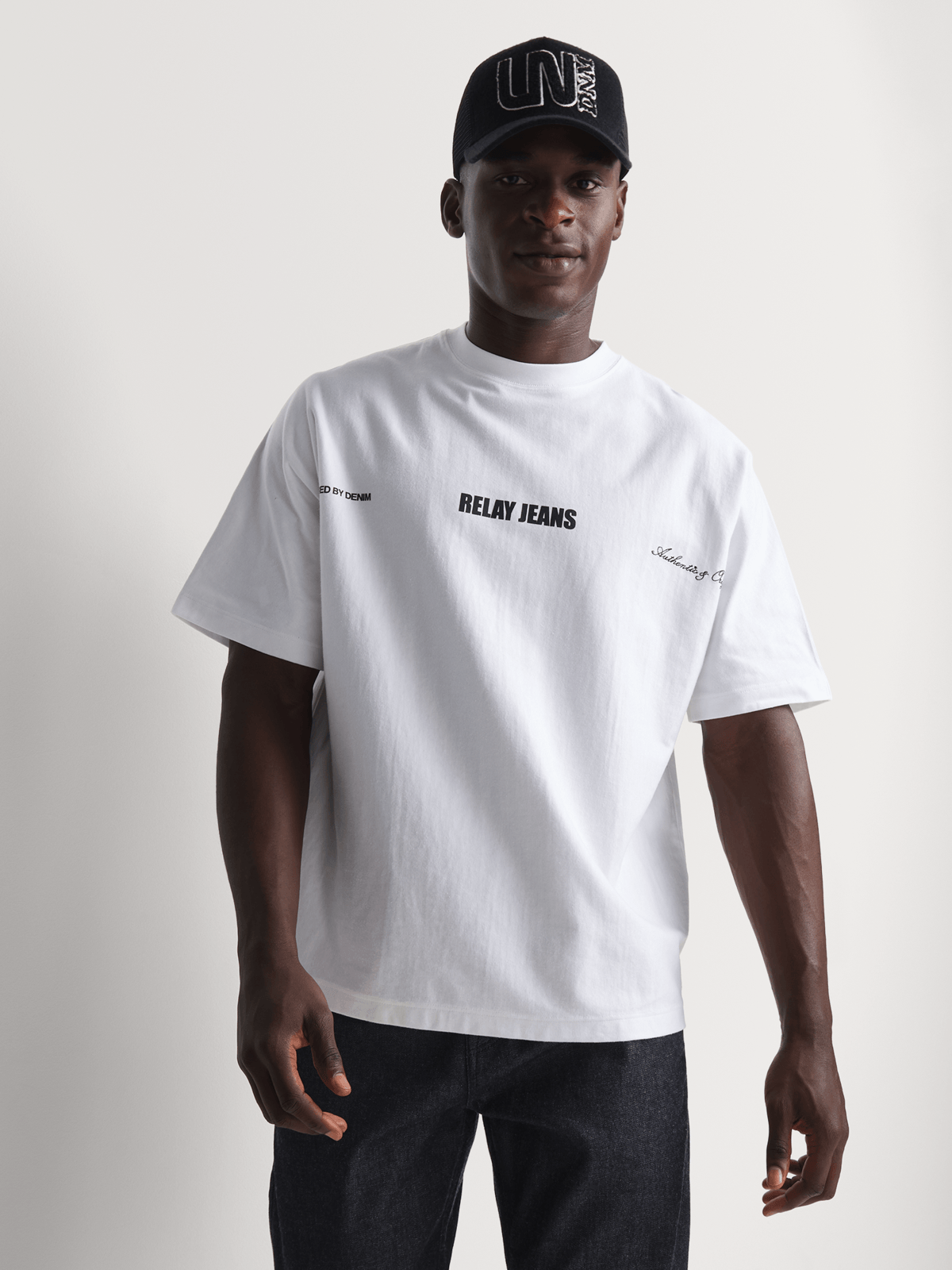 Relay Jeans Men's Regular Fit Batwing Bold White Graphic T-Shirt | Bash