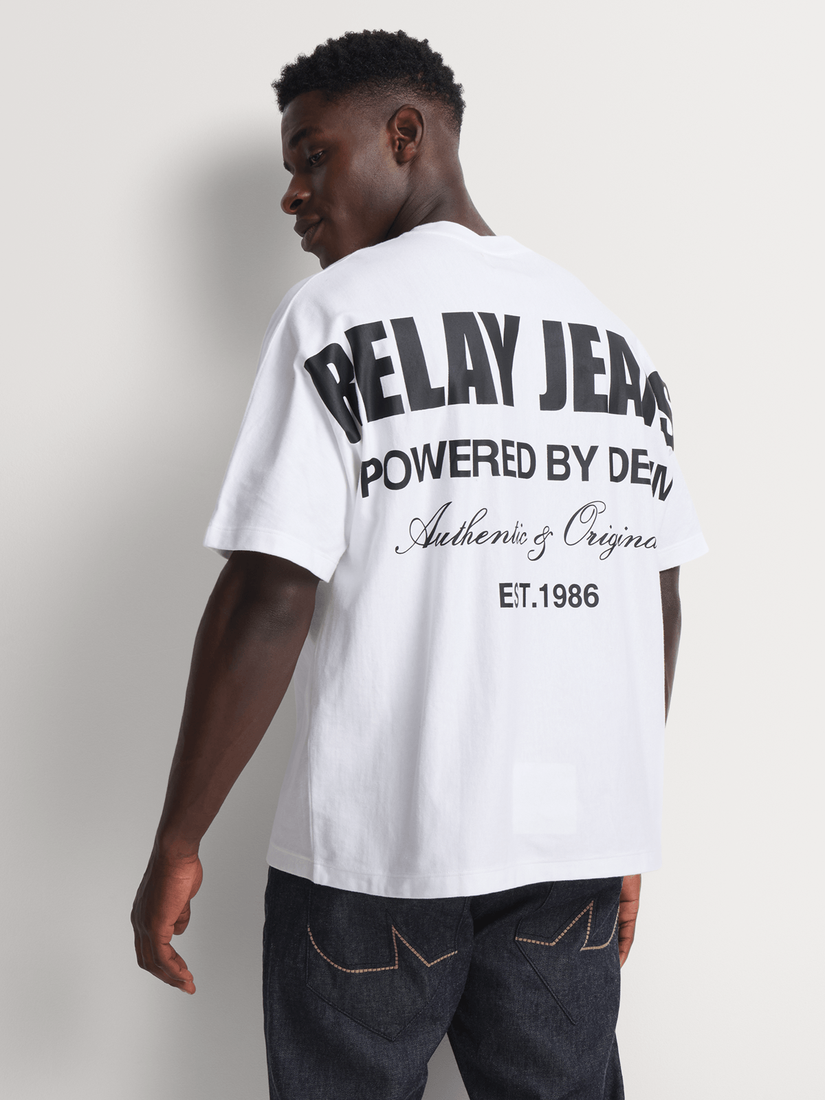 Relay Jeans Men's Regular Fit Batwing Bold White Graphic T-Shirt | Bash