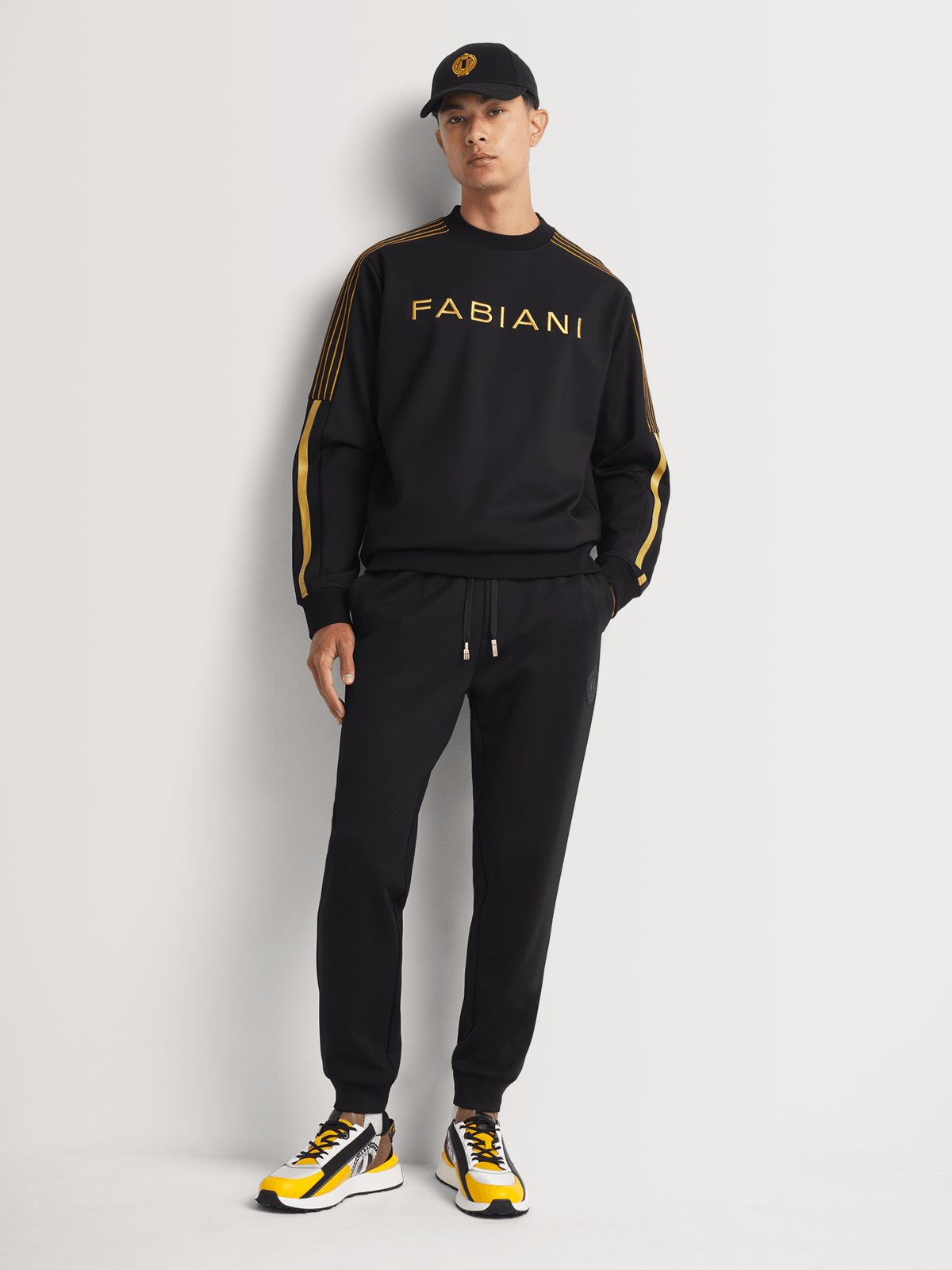 Fabiani Men's Gold Black Co-ord Sweatpants | Bash