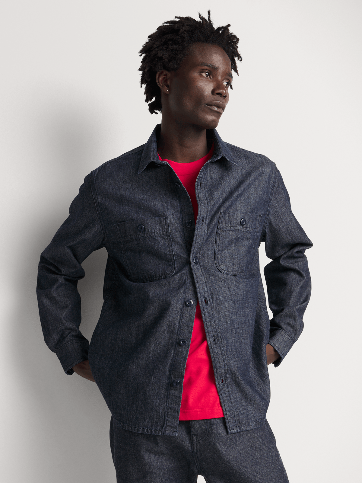 Relay Jeans Men's Patch Pocket Dark Denim Shirt | Bash