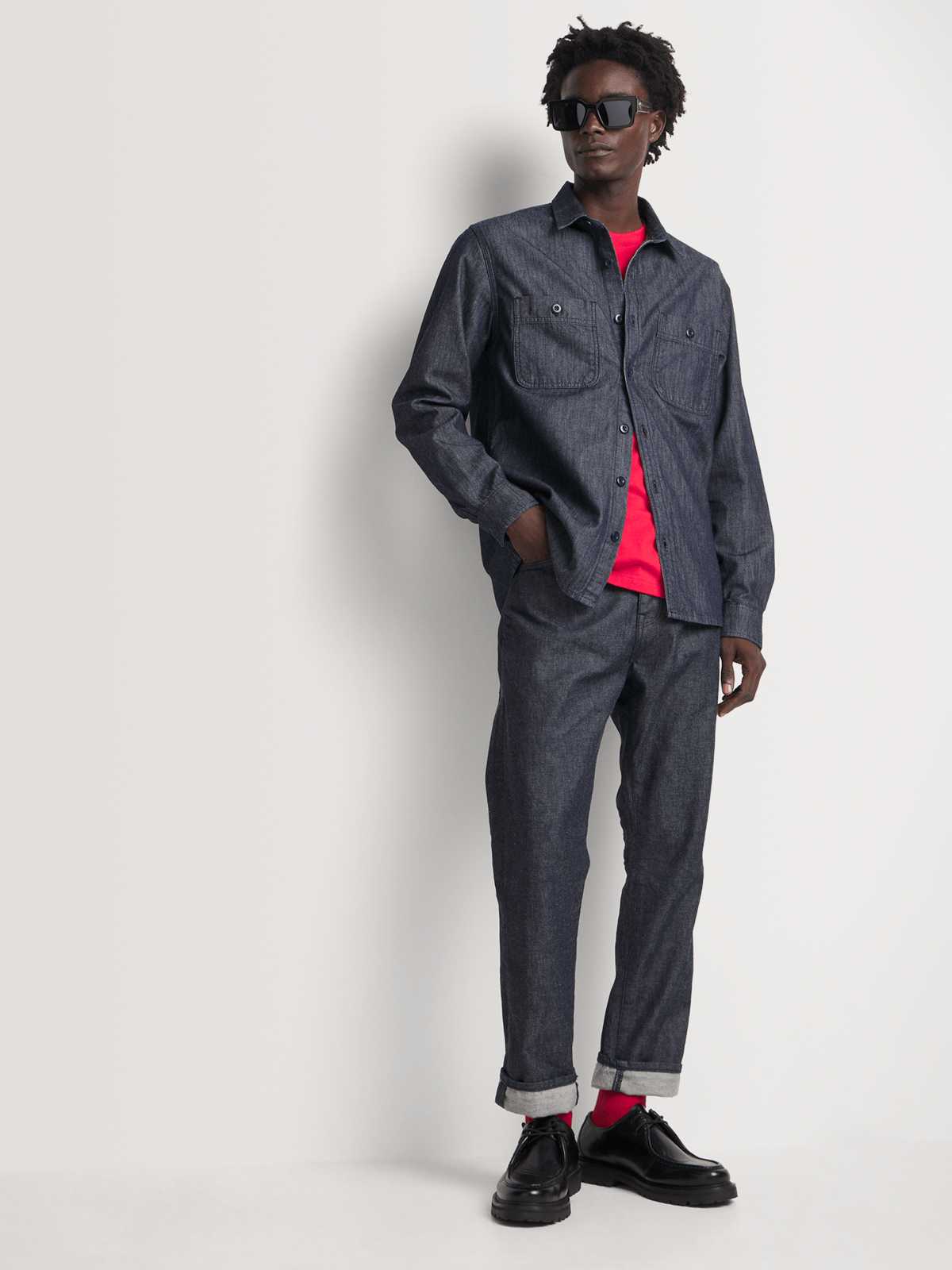 Relay Jeans Men's Patch Pocket Dark Denim Shirt | Bash