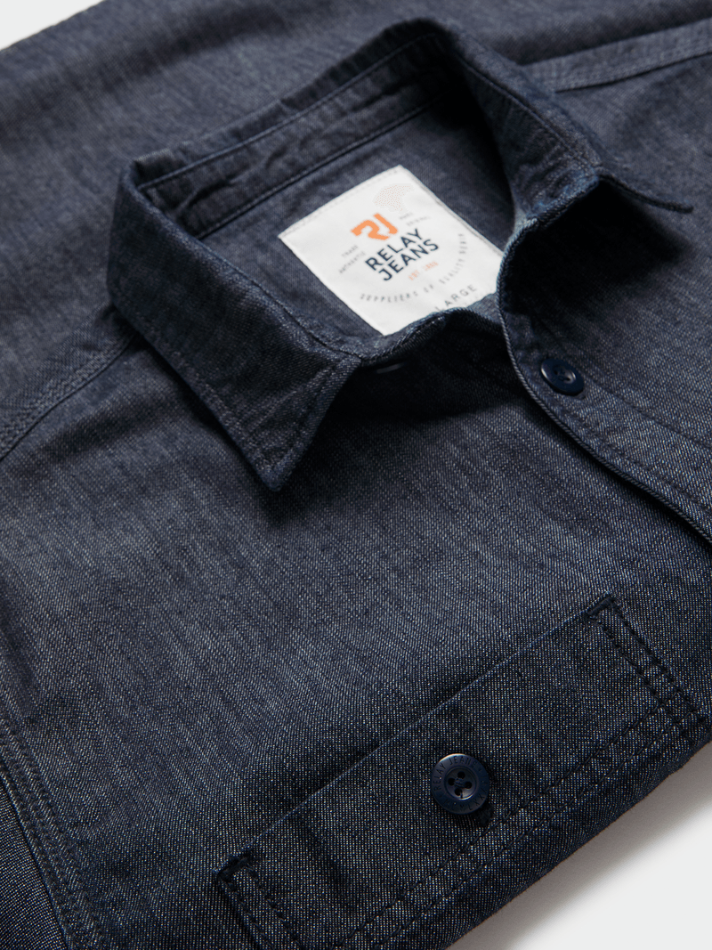 Relay Jeans Men's Patch Pocket Dark Denim Shirt | Bash