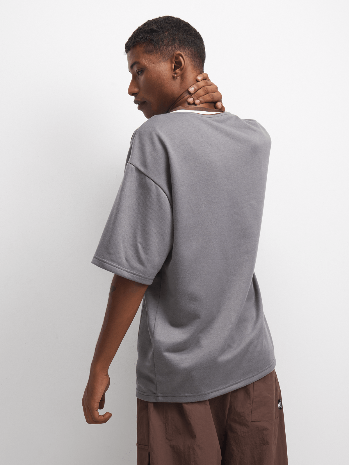 The FIX Men's Grey Oversized Sports Graphic Top | Bash