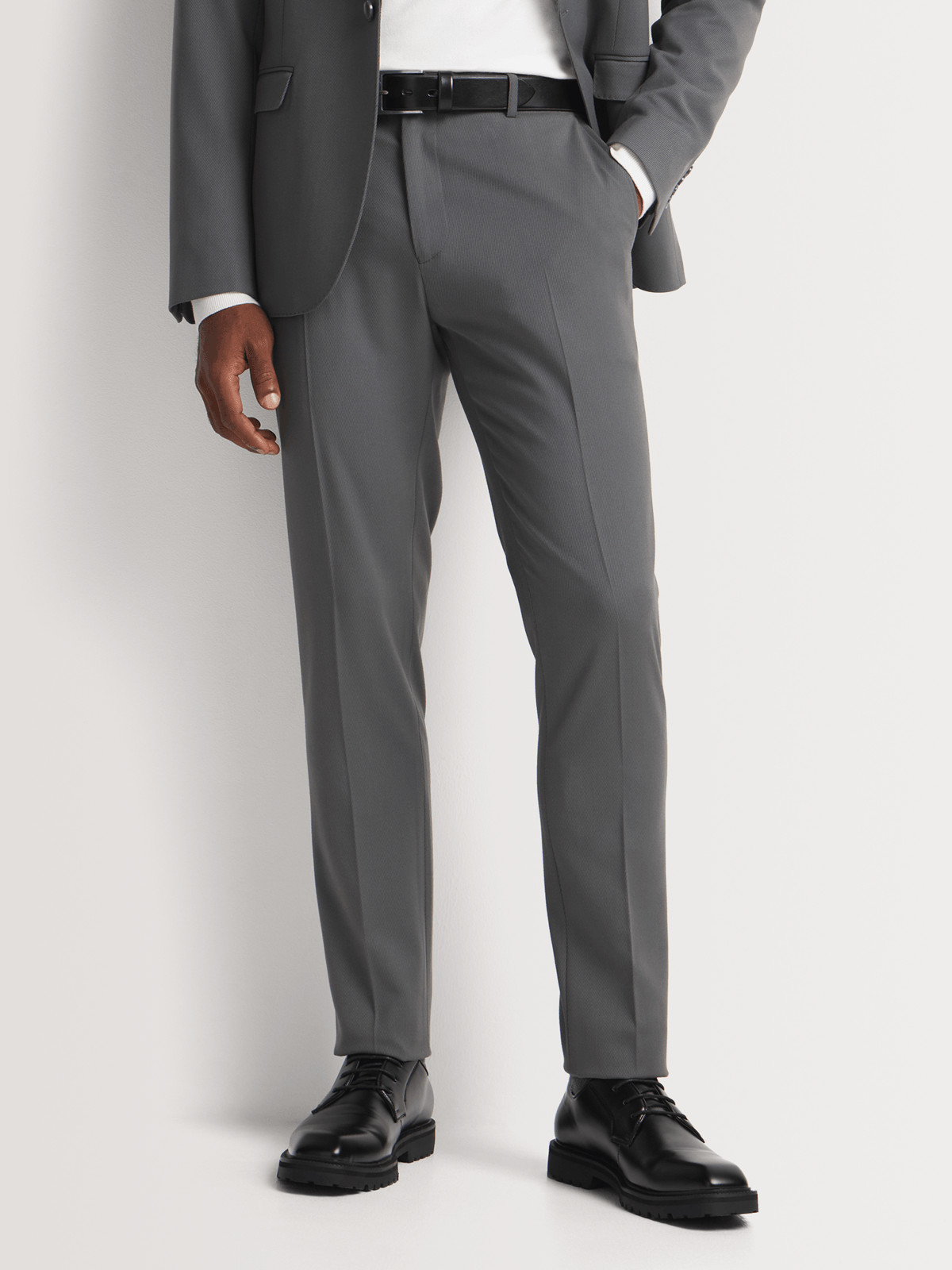 Markham Men's Skinny Fit Twill Weave Grey Suit Trouser | Bash