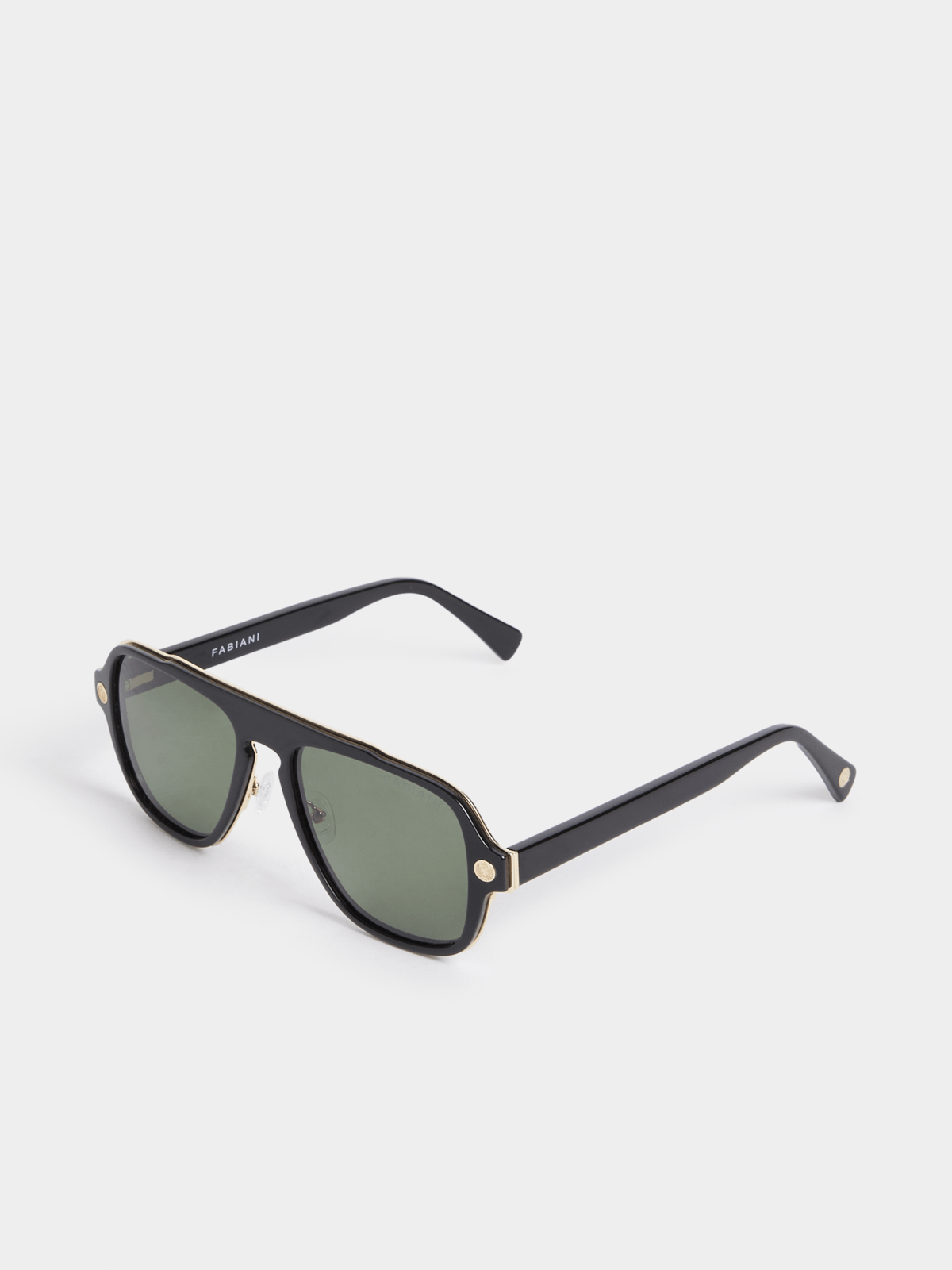 Fabiani Men's Black/Gold Straight Top Aviator Sunglasses | Bash