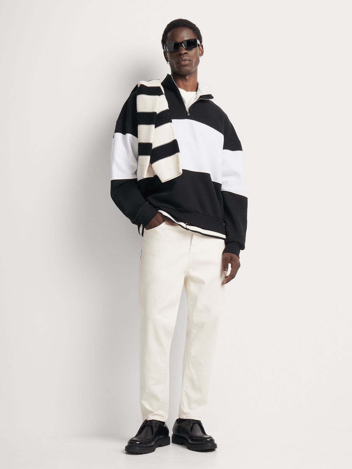 Markham Men's Colourblock Black/White Sweatshirt | Bash
