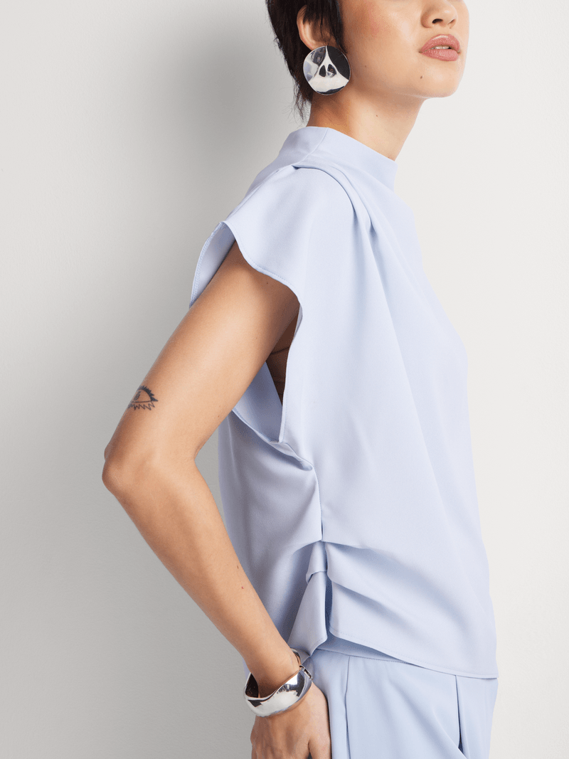 Highneck Pleated Shell Top | Bash