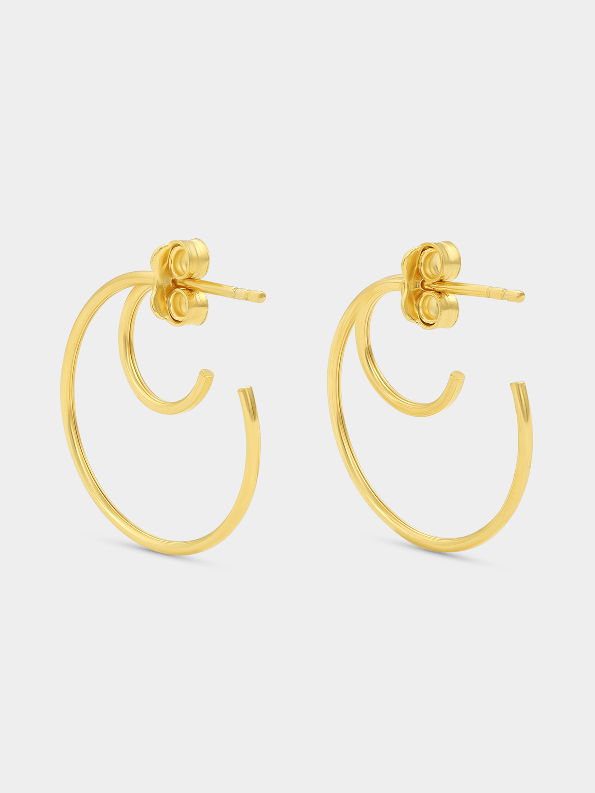 Yellow Gold & Sterling Silver Double Open End Hoop Earrings | Bash