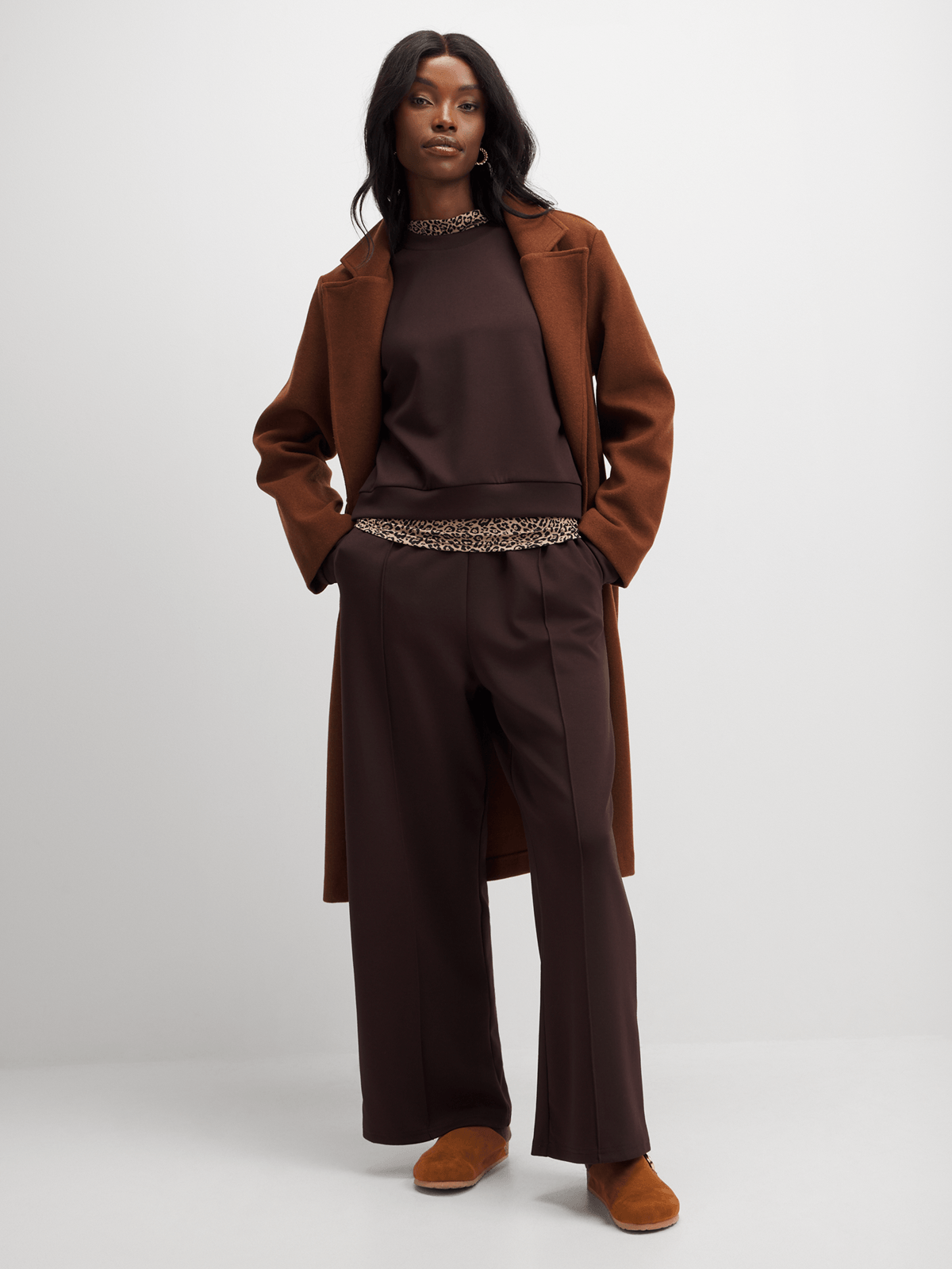 Exact Women's Dark Brown Boxy Crop Sweat Top | Bash