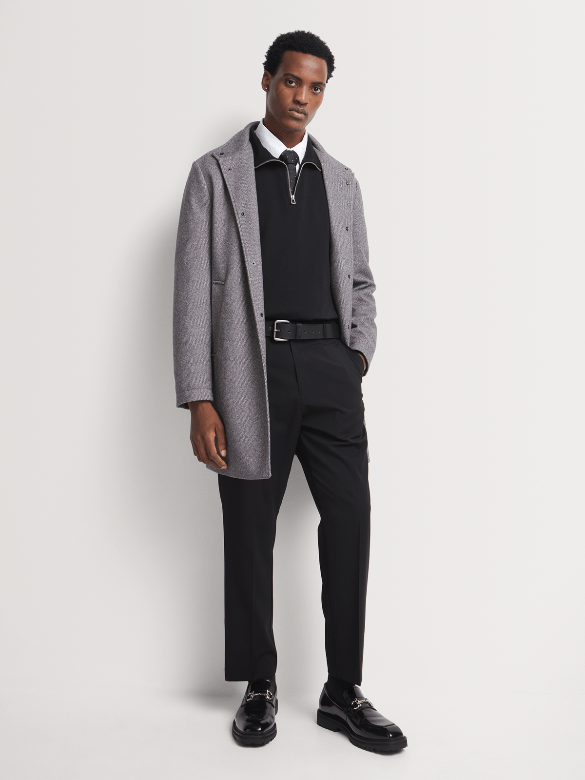 Markham Men's Smart Straight Leg Flat Front Black Trouser | Bash