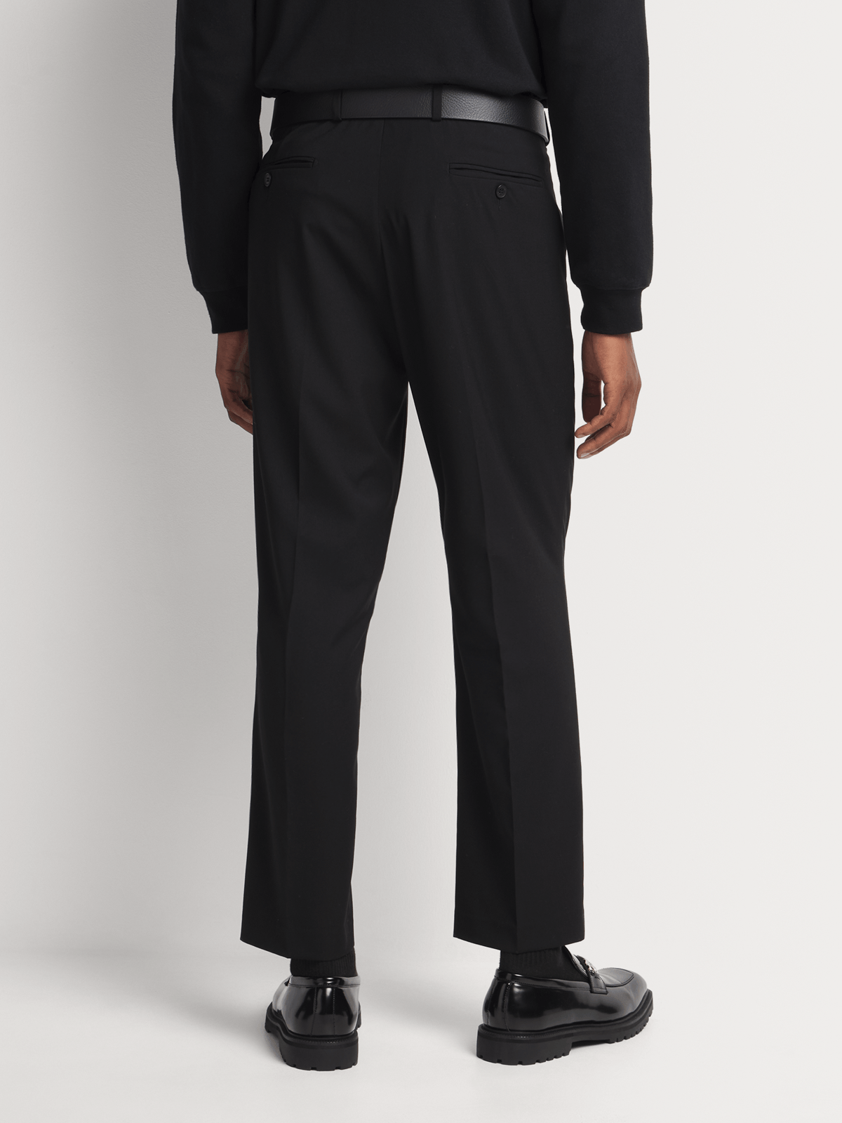 Markham Men's Smart Straight Leg Flat Front Black Trouser | Bash