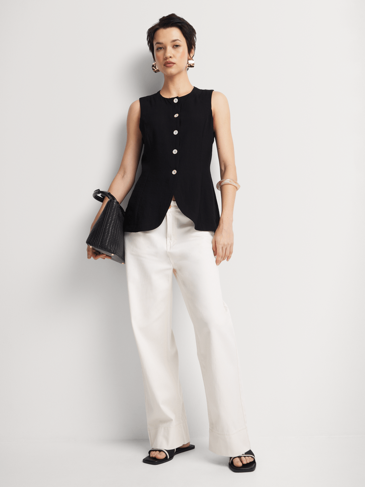 Button Through Textured Vest | Bash