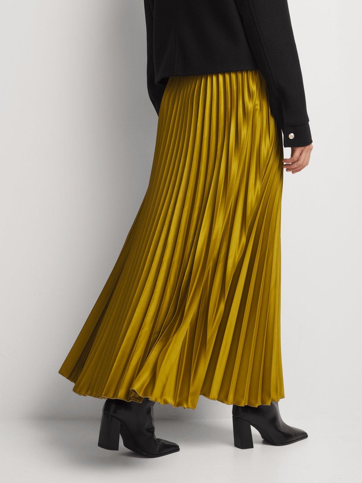 Pleated Satin Maxi Skirt | Bash