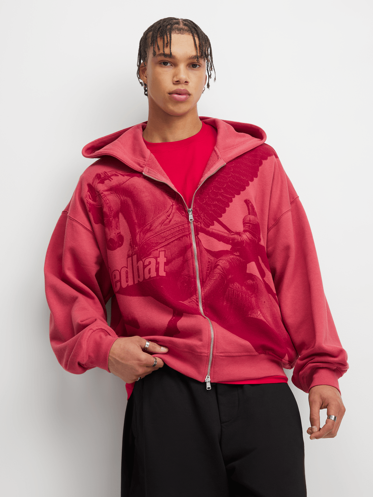 Redbat Men's Pink Graphic Hoodie | Bash