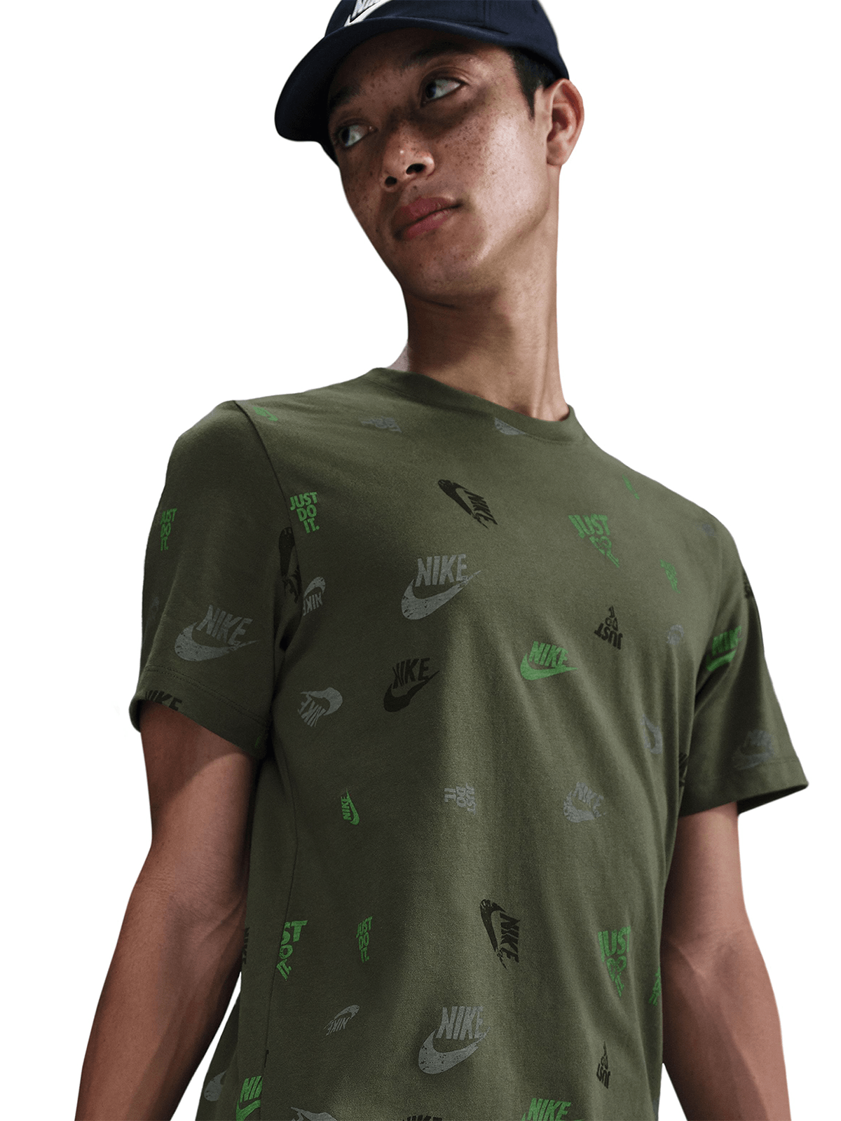 Nike Mens Sportswear All Over Print Green Tee | Bash