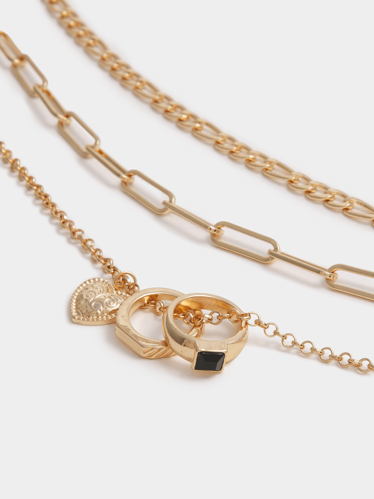 The FIX Women's Gold Rings & Heart Pendant Necklace | Bash