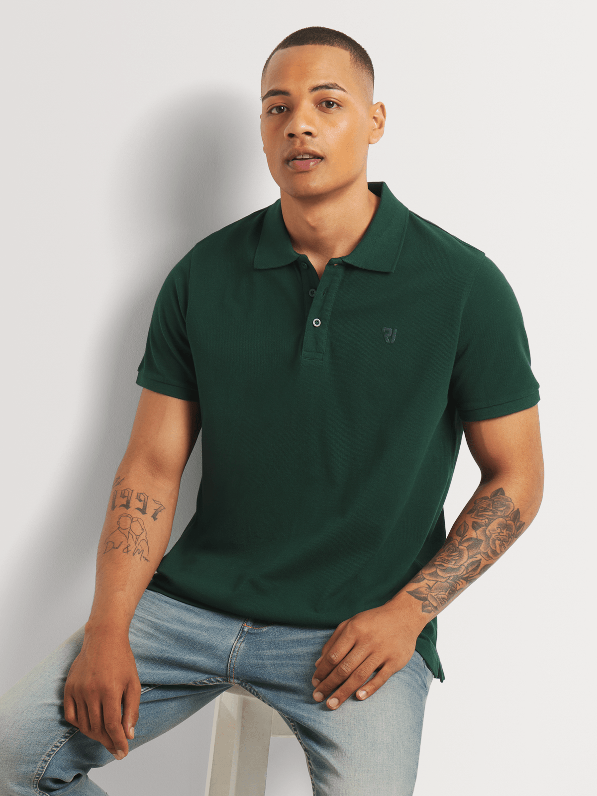 Relay Jeans Men's Simplified Pique Forest Green Golfer | Bash