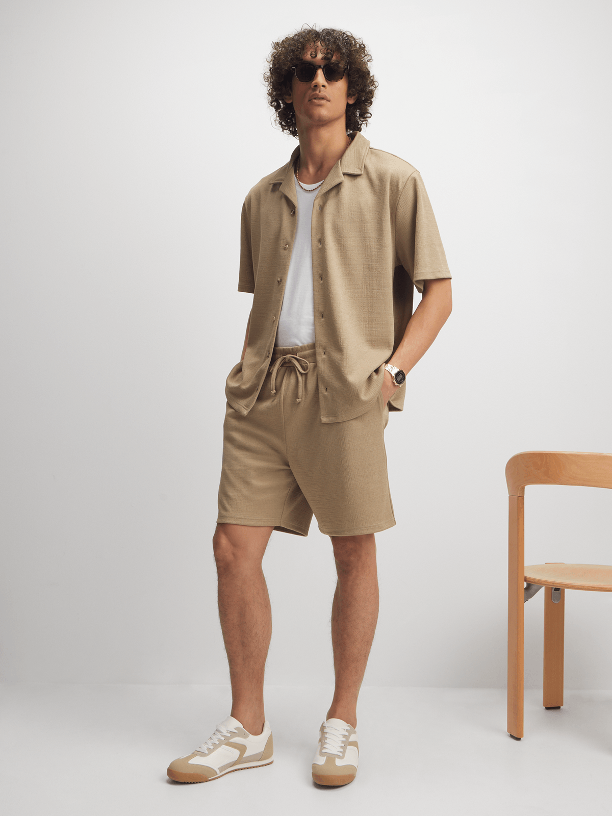 Exact Men's Natural Textured Knit Shorts | Bash