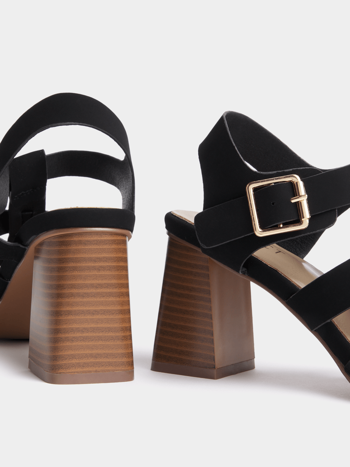Exact Women's Black Caged Block Heels | Bash