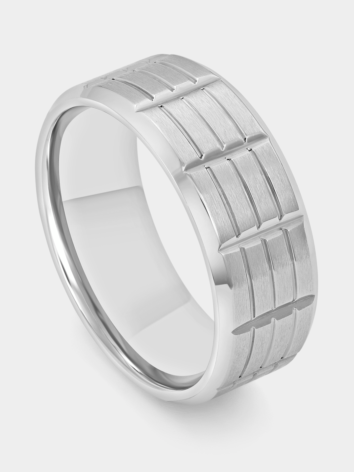 Stainless Steel Matte Horizontal Grooves Ring | Bash
