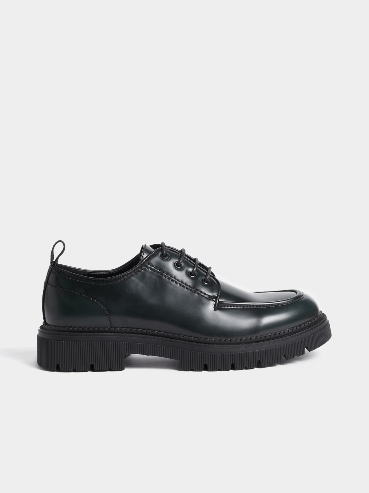 Markham Men's Chunky Patent Derby Green Shoes | Bash