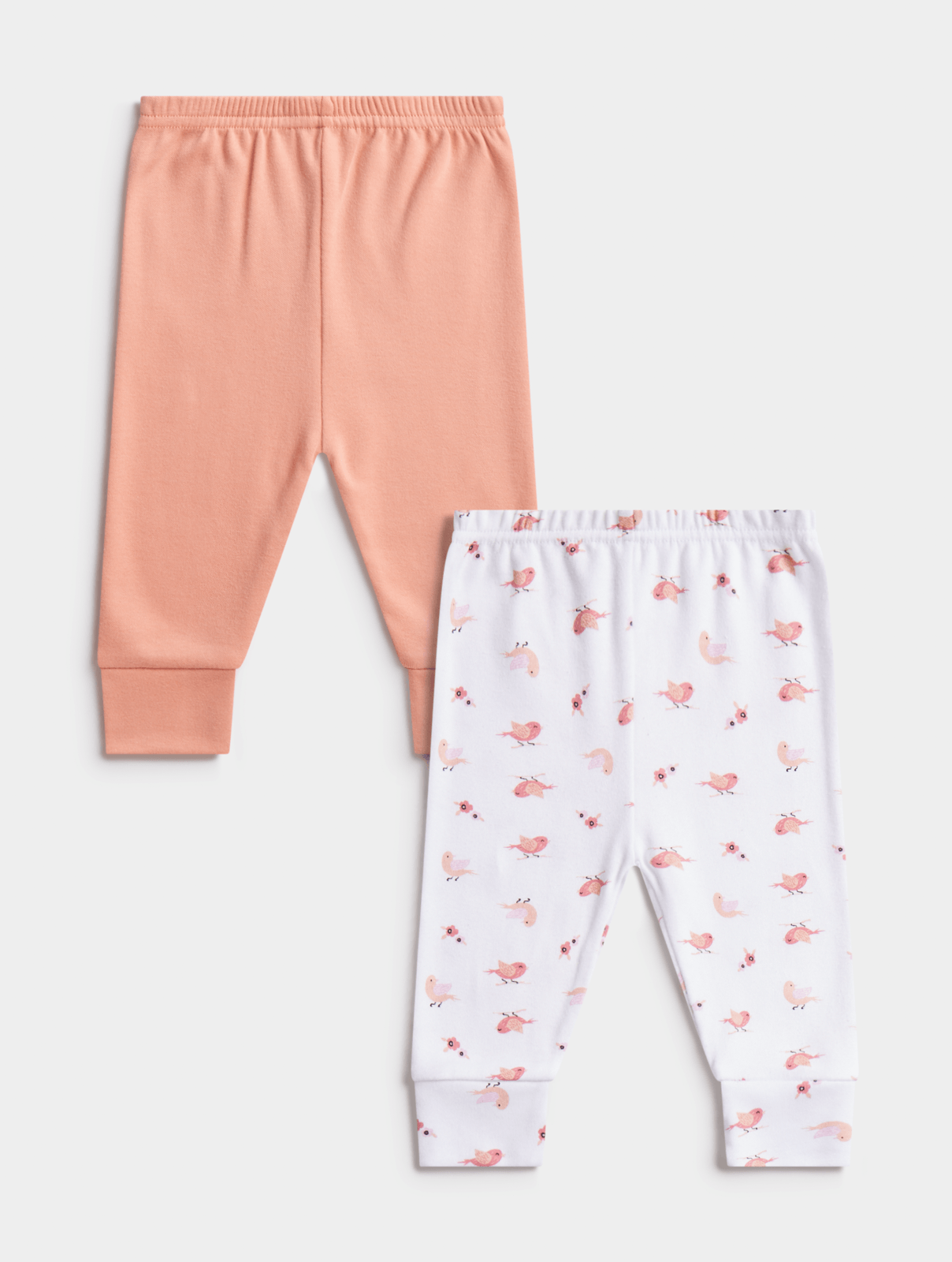 Jet Infant Girls Dusty Pink/White Love Birds 2 Pack Leggings | Bash
