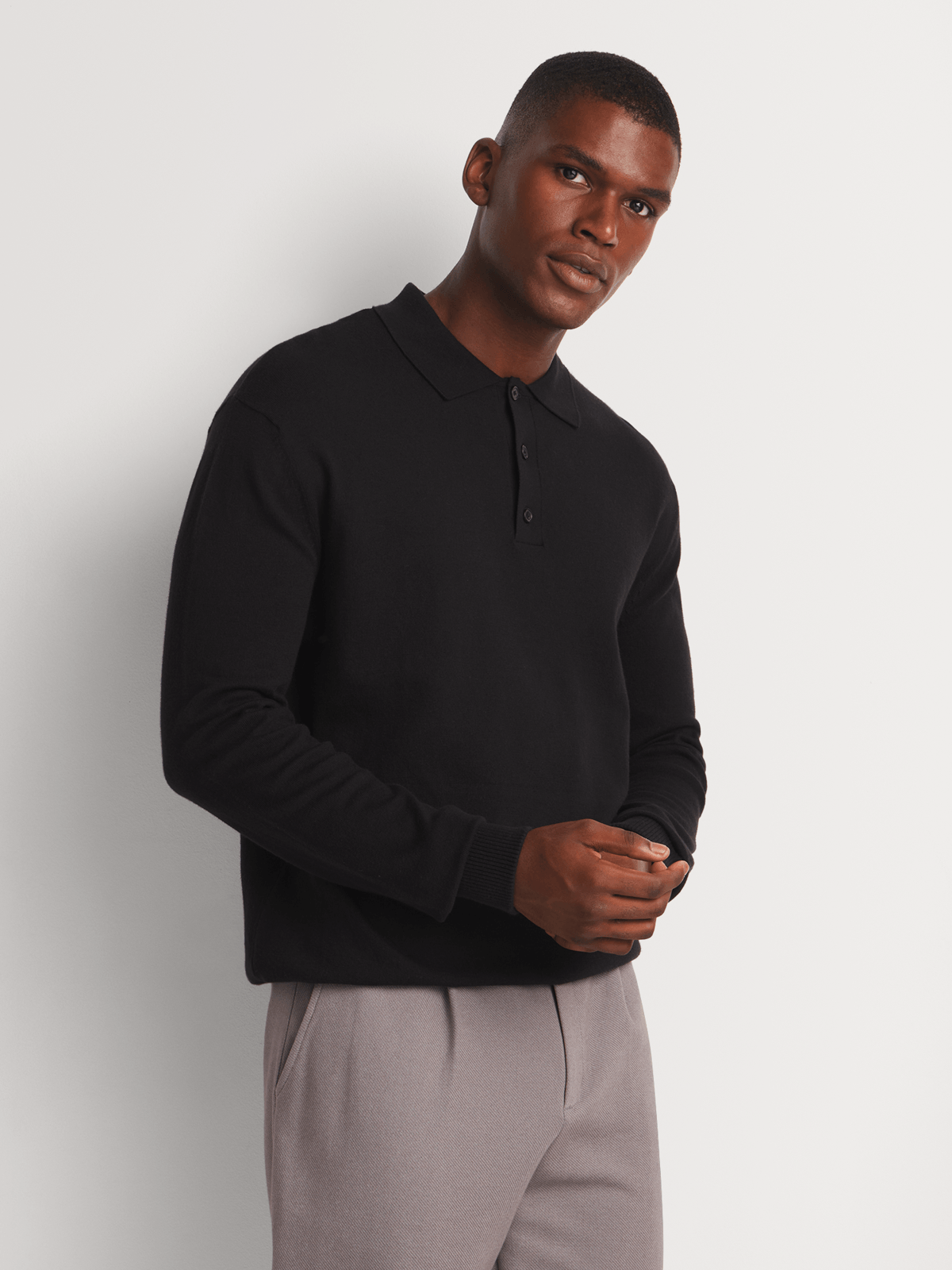 Markham Men's Longsleeve Black Knitwear Golfer | Bash