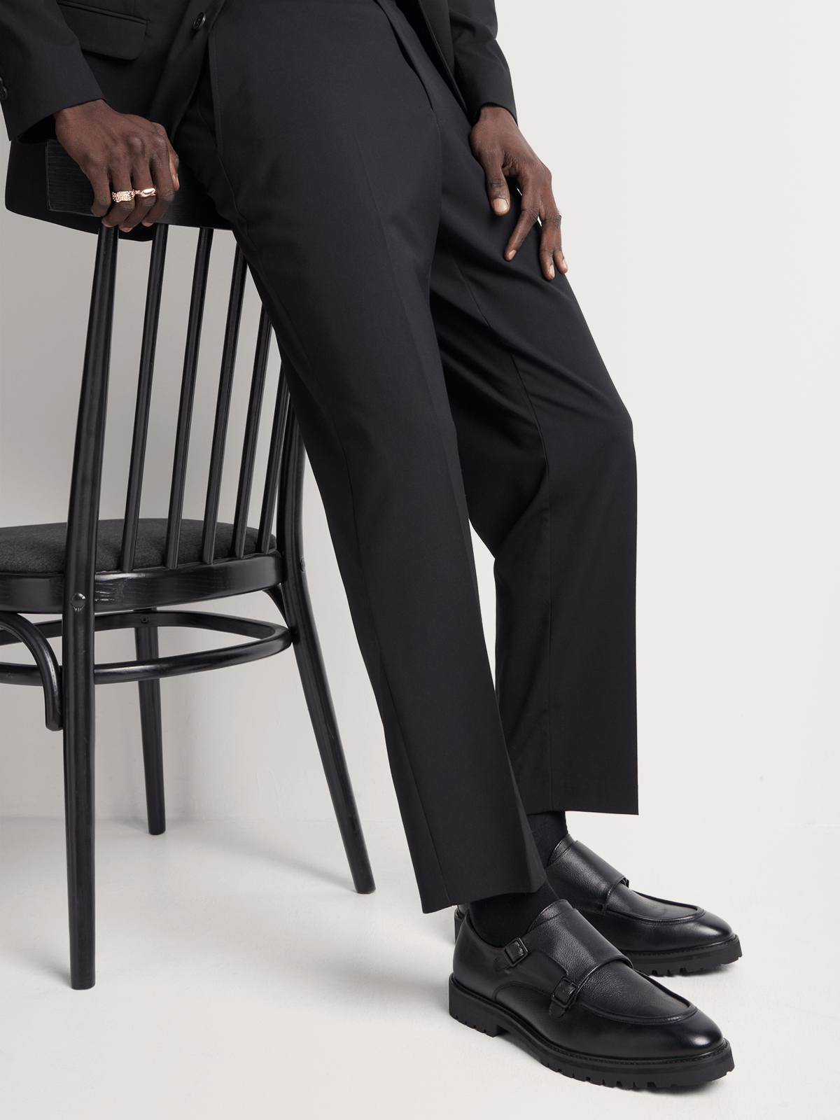 Markham Men's Monk Chunky Pebble Black Shoes | Bash