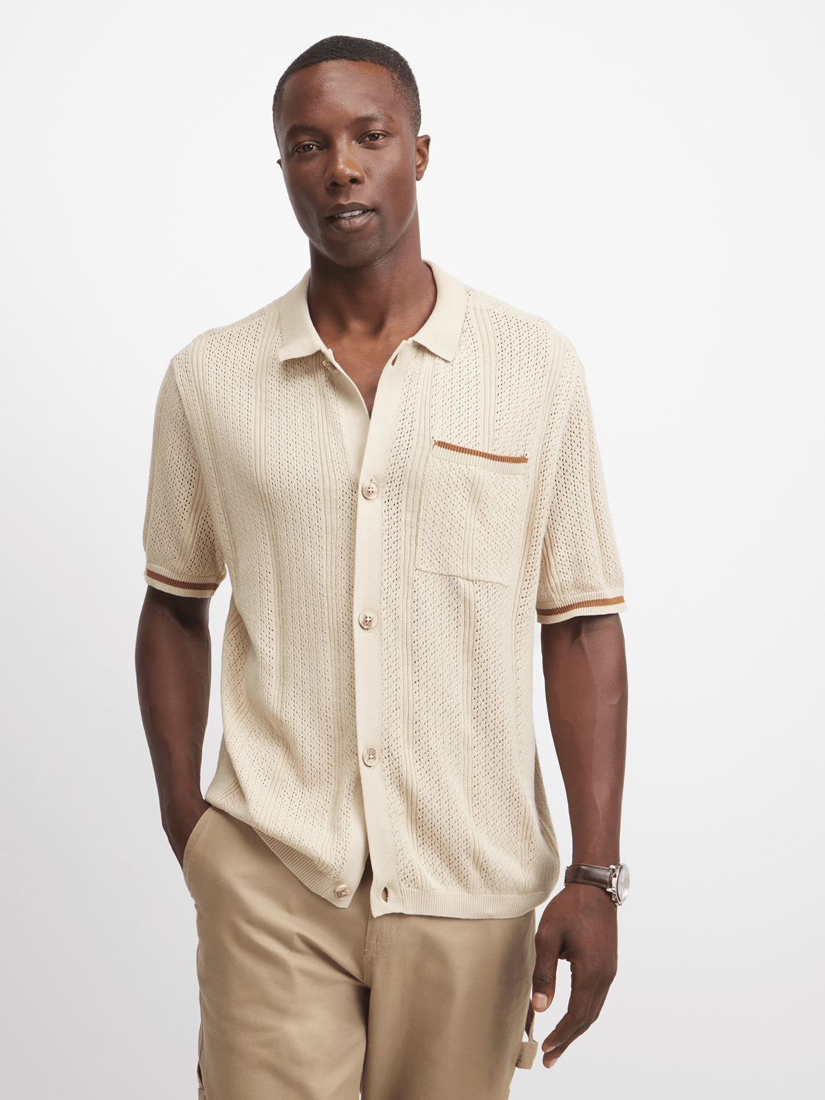 Exact Men's Natural Knit Tipped Shirt | Bash