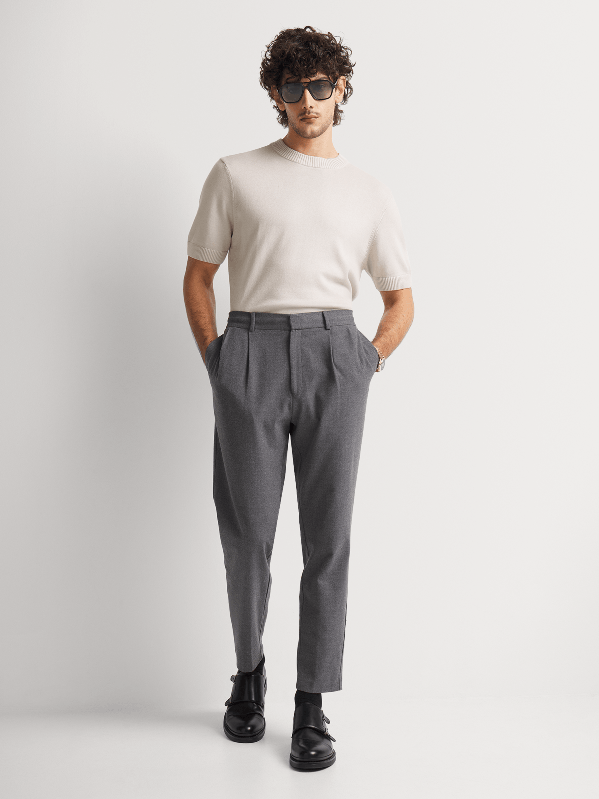 Markham Men's Smart Pleated Flannel Grey Jogger | Bash