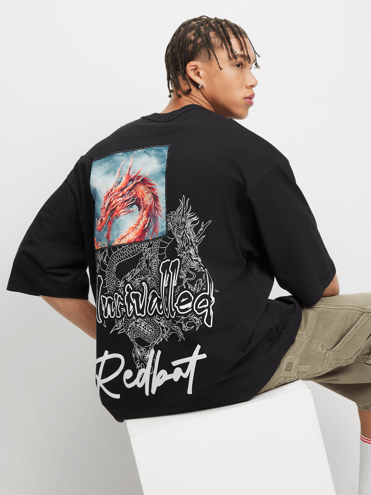Redbat Men's Black Oversized T-Shirt | Bash
