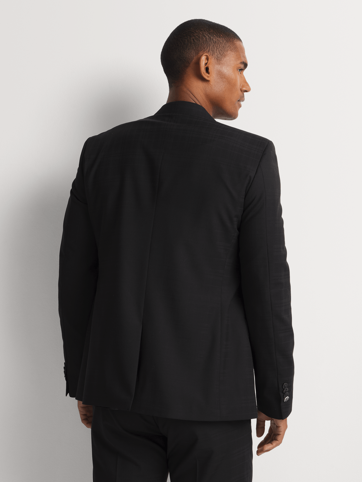 Markham Men's Slim Check Wool Blend Black Suit Jacket | Bash