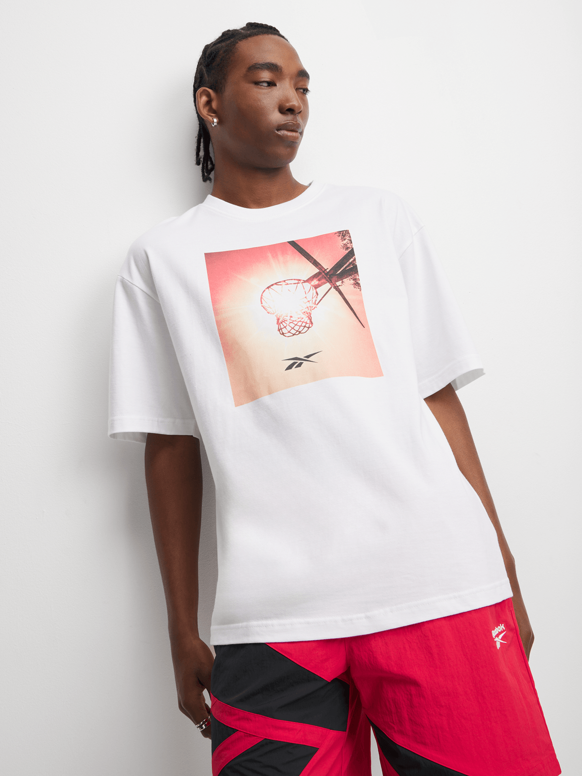 Reebok Men's Graphic Series Basketball Sun Stare White T-shirt | Bash