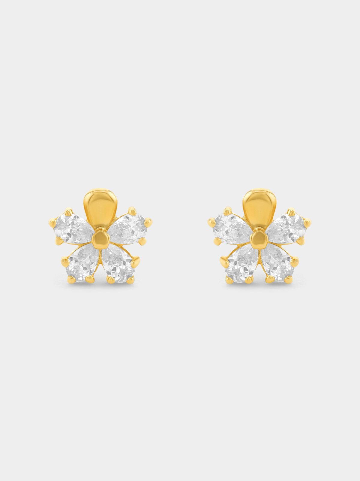 Yellow Gold Cubic Zirconia Flower Stud Earrings | Bash