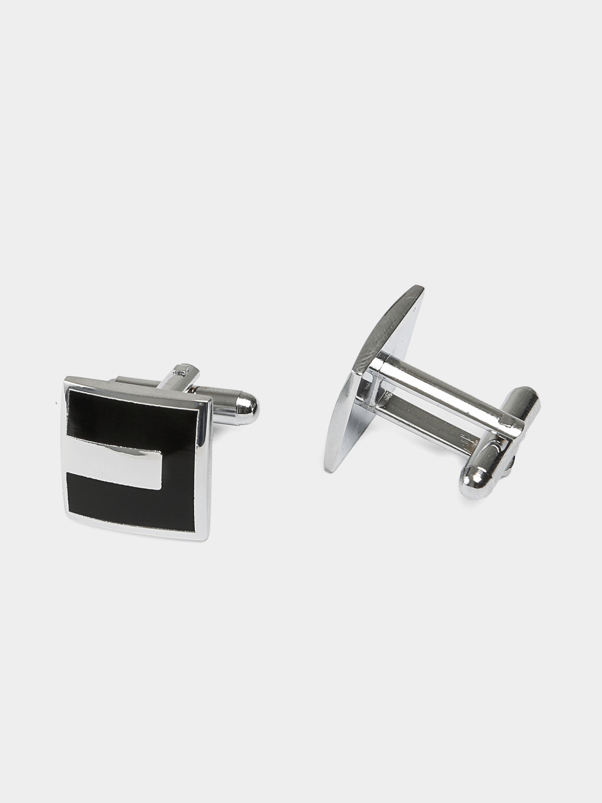 Men's Markham Square Epoxy Filled Silver Cufflink | Bash