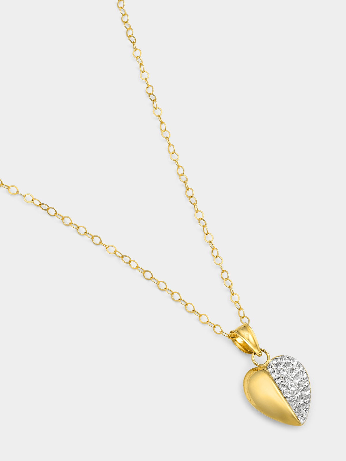 Yellow Gold & Sterling Silver Crystal Pavé Heart Pendant | Bash