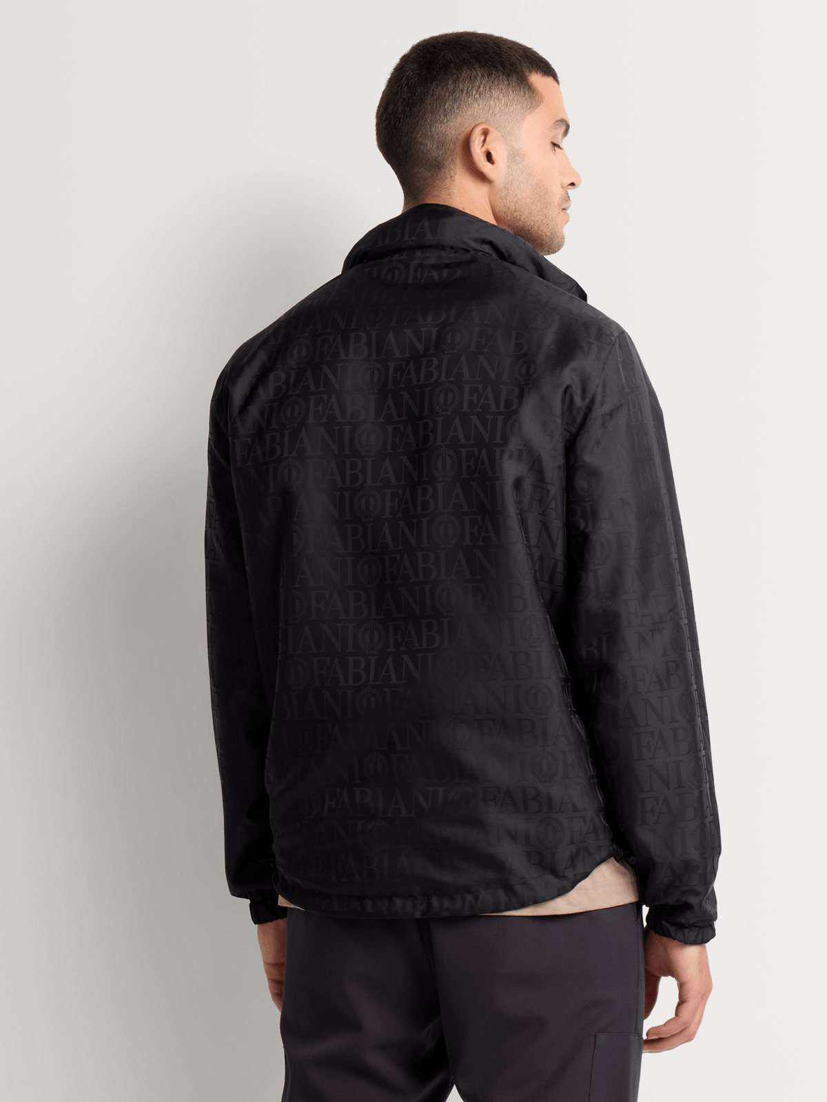 Fabiani Men's Black Monogram Reversible Windbreaker | Bash