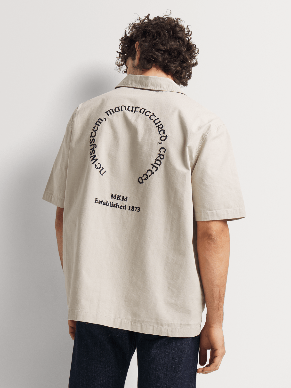 Markham Men's Script Embroidery Natural Shirt | Bash