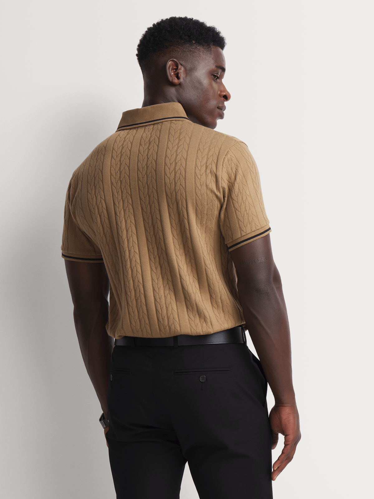 Markham Men's Textured Tipped Revere Camel Golfer | Bash