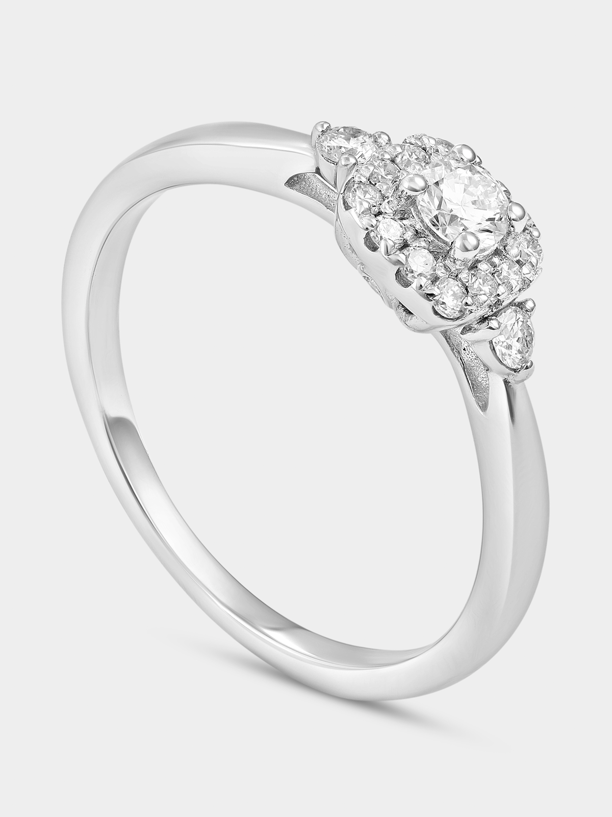 Sterling Silver 0.44ct Lab Grown Diamond Round Cushion Halo Embrace Ring | Bash