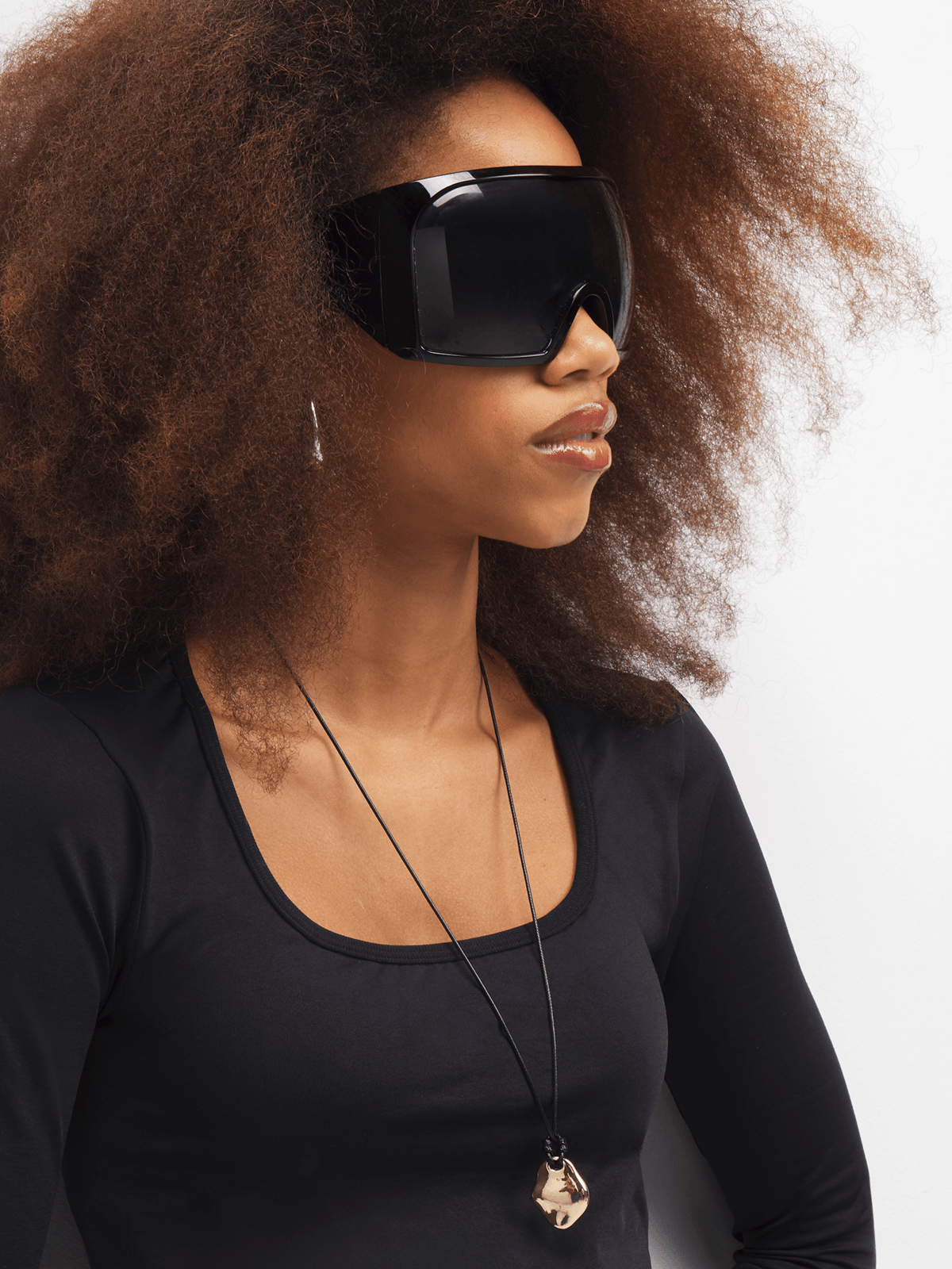 The FIX Women's Black Oversized Shield Visor Sunglasses | Bash