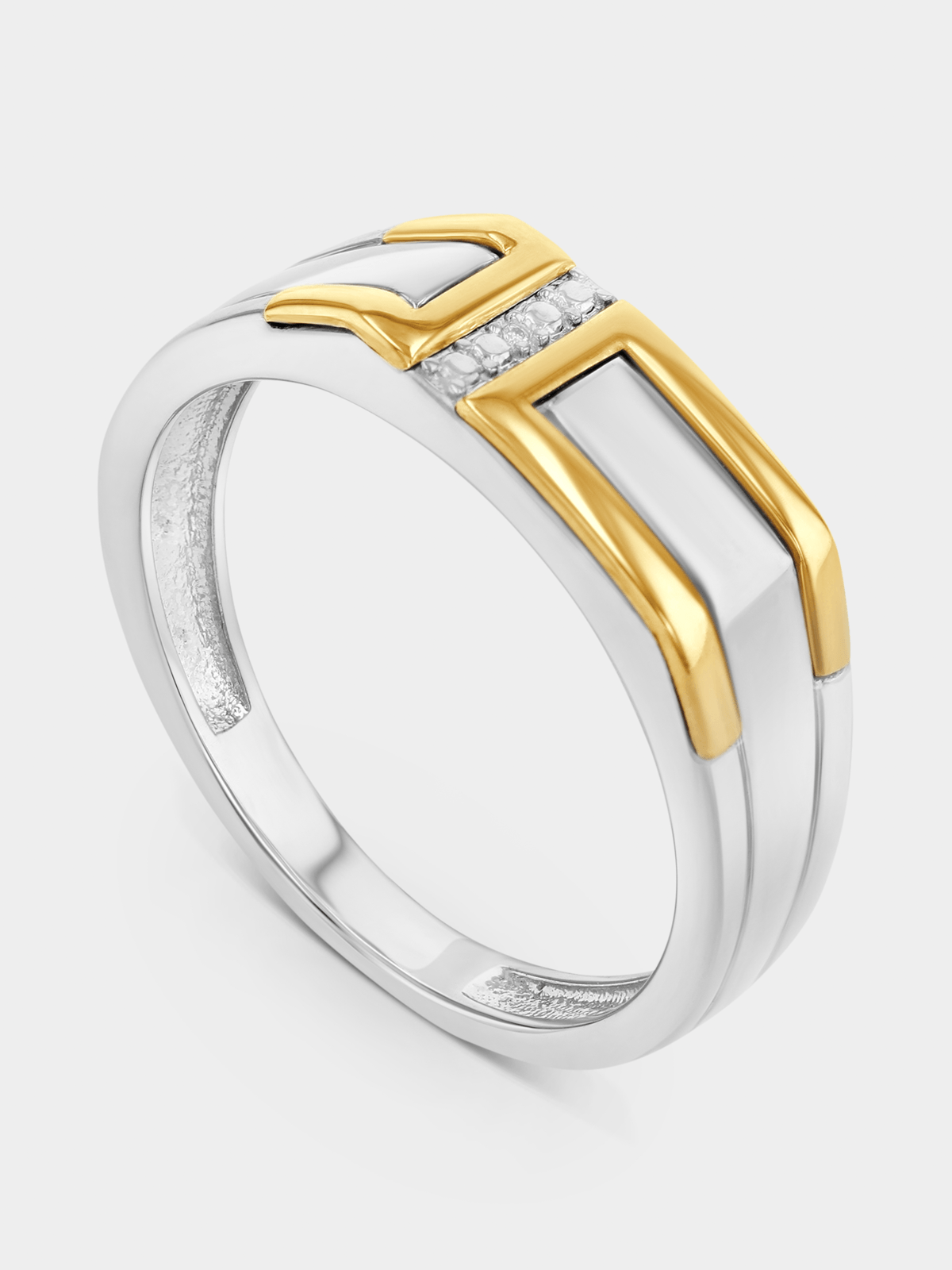 Yellow Gold & Sterling Silver Diamond Vertical Channel Ring | Bash